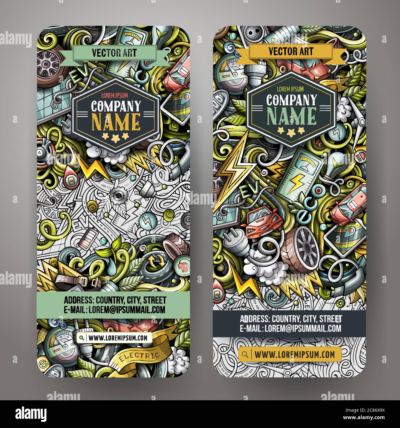 Cartoon doodles electric cars banners Stock Vector Image & Art - Alamy