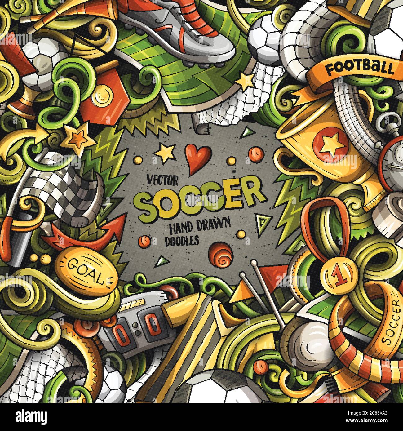 Cartoon vector doodles Soccer frame Stock Vector Image & Art - Alamy