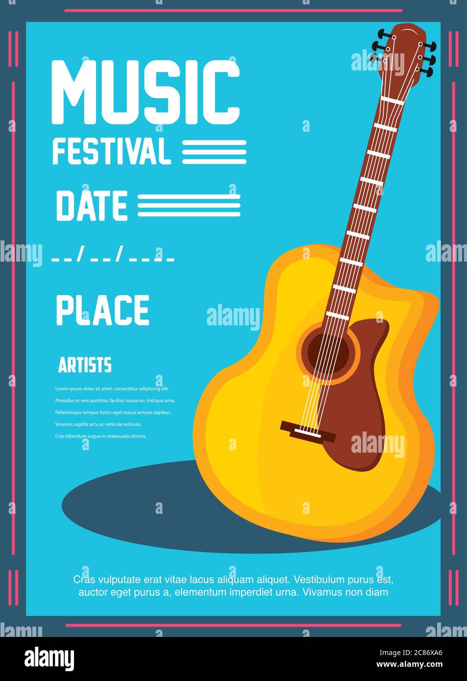 music festival poster with musical instrument vector illustration ...