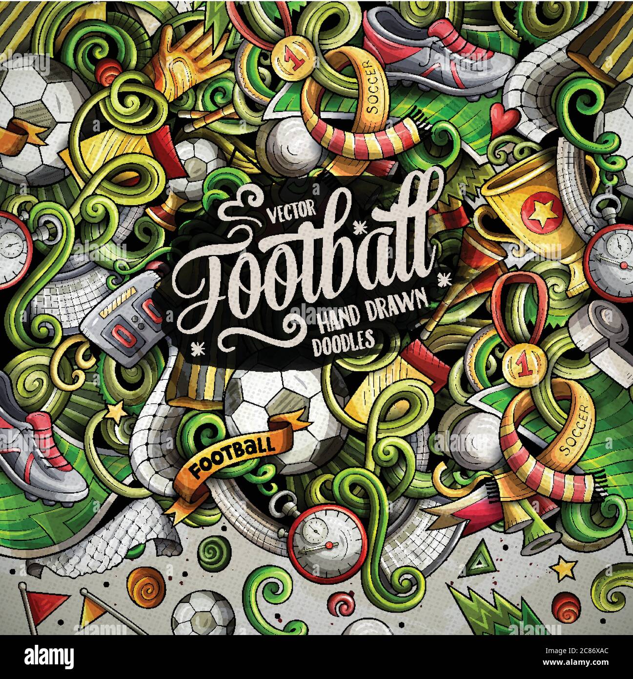 Cartoon vector doodles Soccer frame Stock Vector Image & Art - Alamy