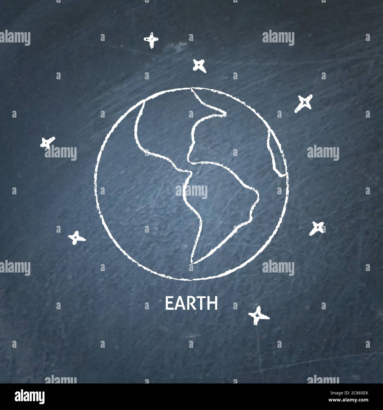 Planet Earth icon on chalkboard. Solar system space element - chalk ...