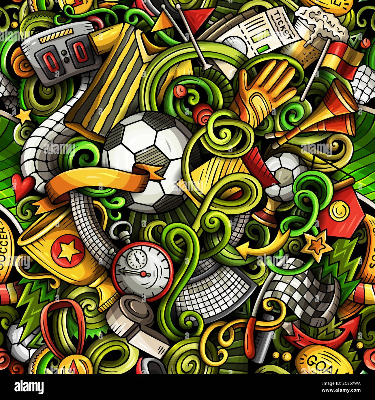 Cartoon doodles Football seamless pattern Stock Vector Image & Art - Alamy
