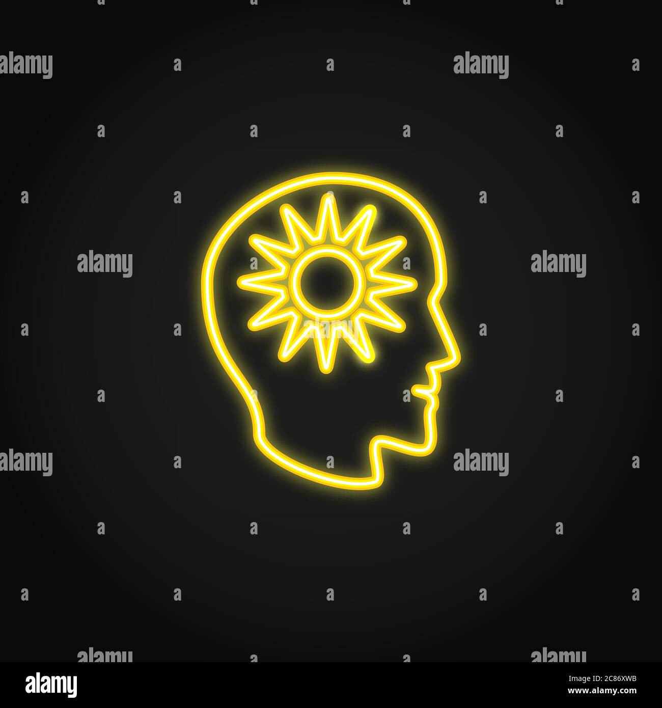 Positive thinking neon icon in line style. Shining mental health ...