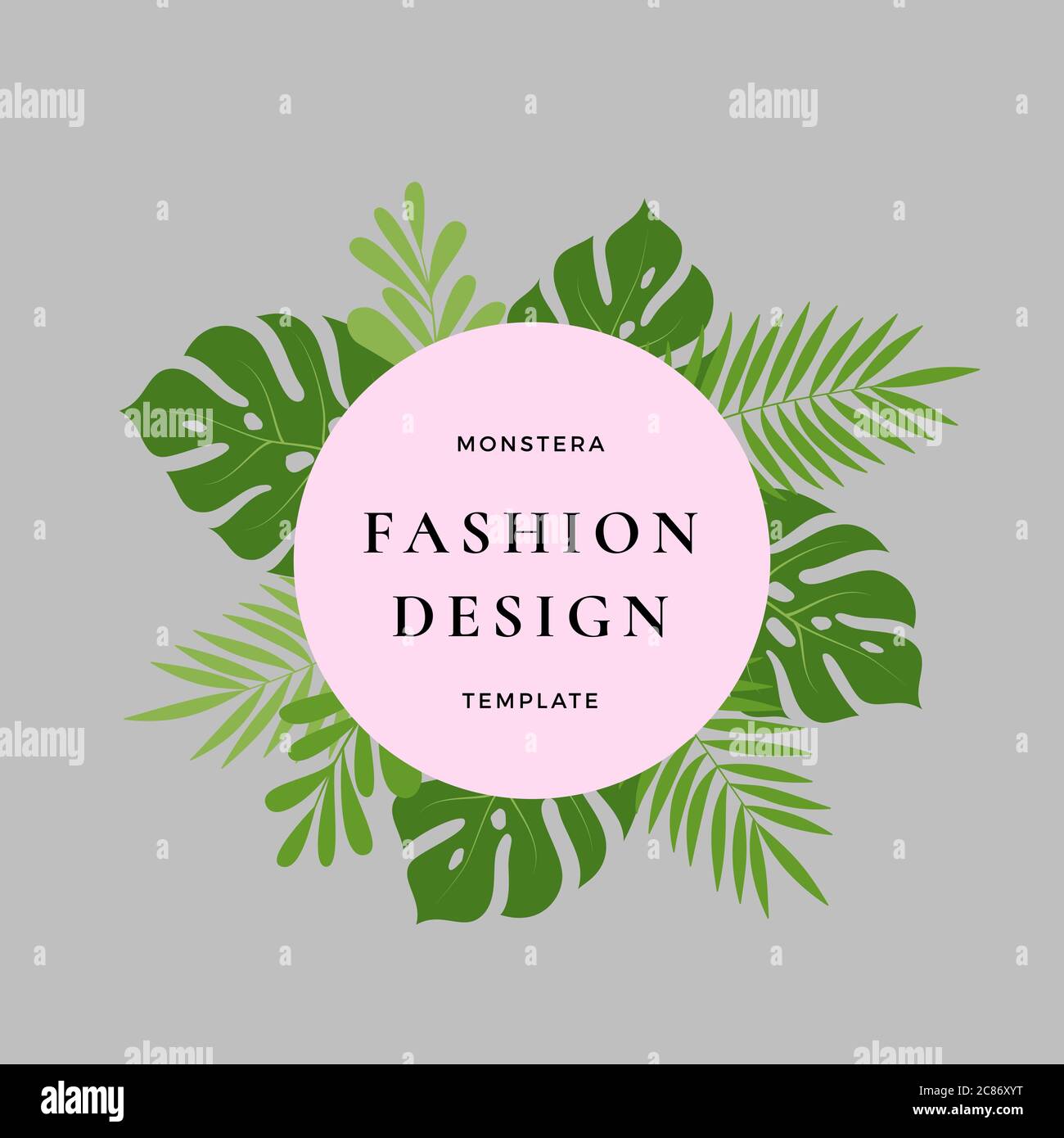 Monstera Palm Tropical Leaves Fashion Design Card. Abstract Green ...