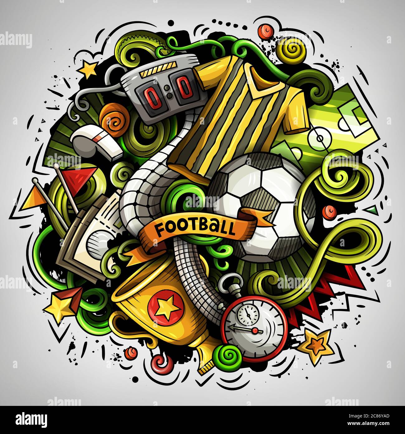 Cartoon vector doodles Football illustration Stock Vector Image & Art ...