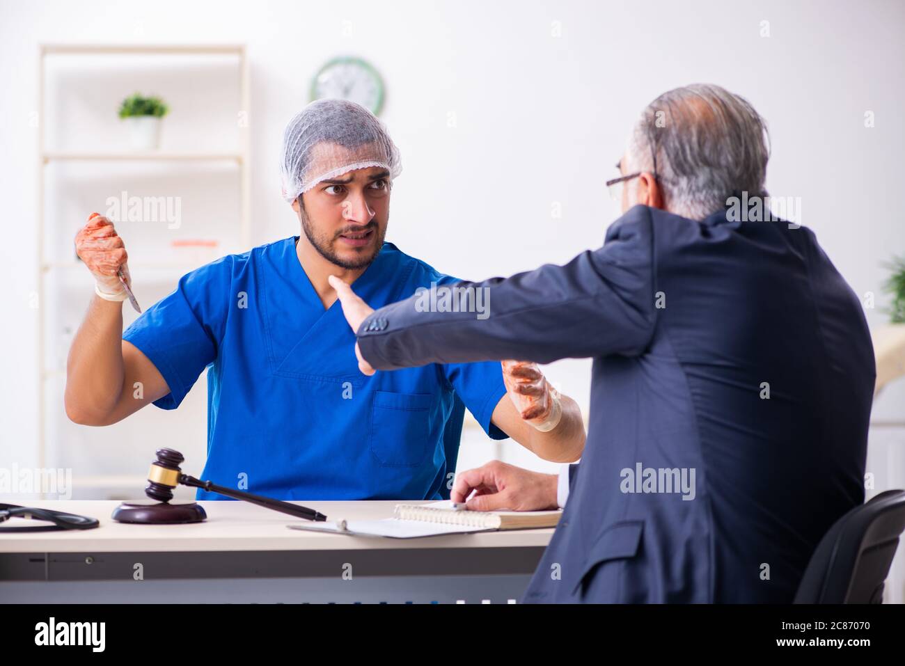 Doctor in courthouse meeting with advocate Stock Photo - Alamy