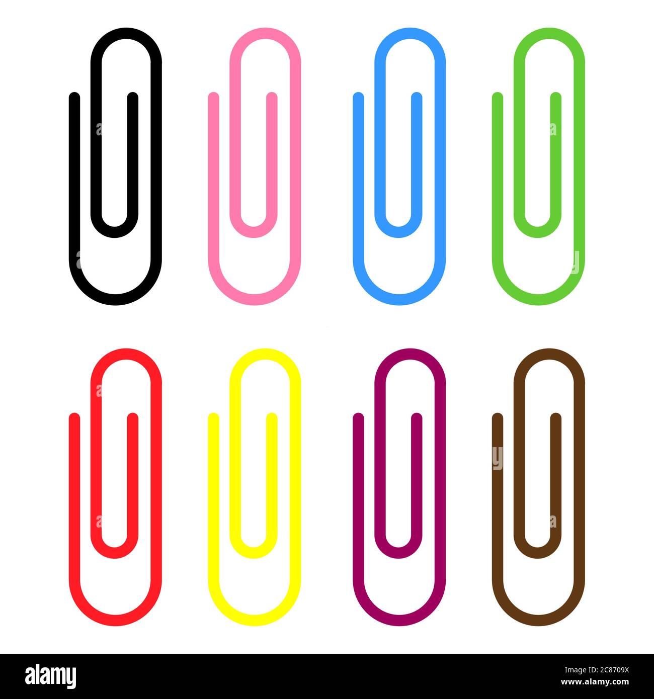Paper clip, black color isolated on white background. School element ...