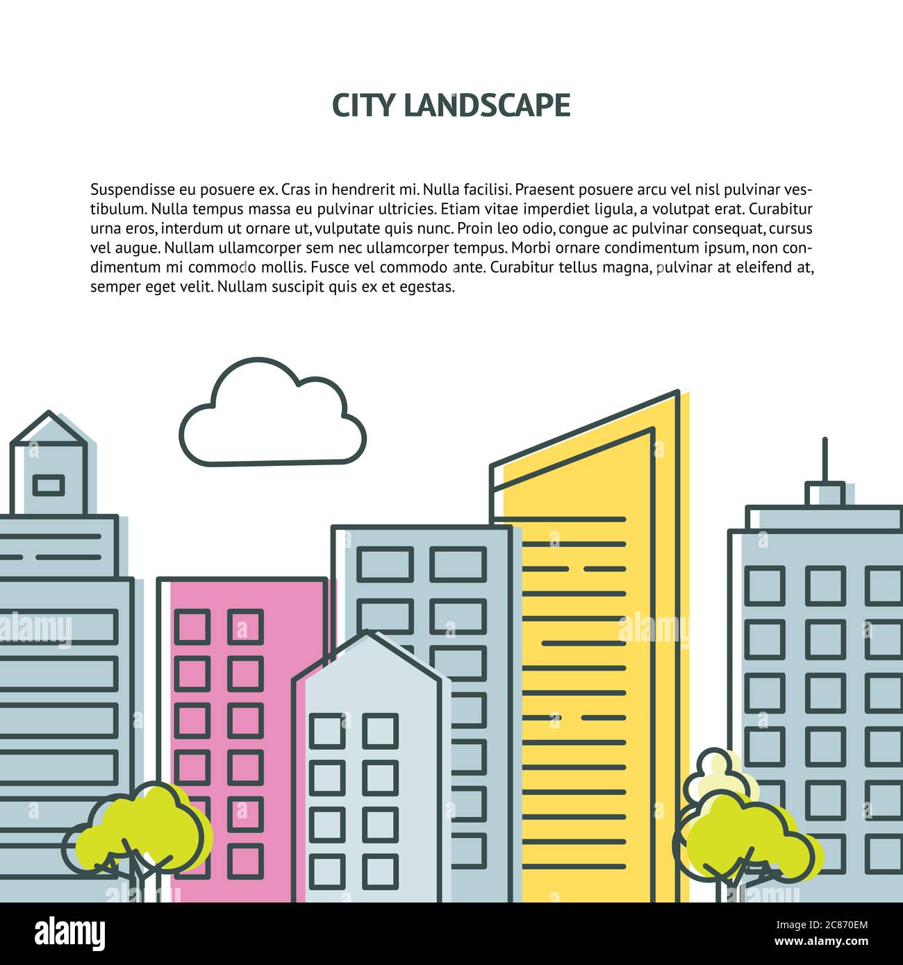 Vector card with city street in thin line style. Banner or poster ...