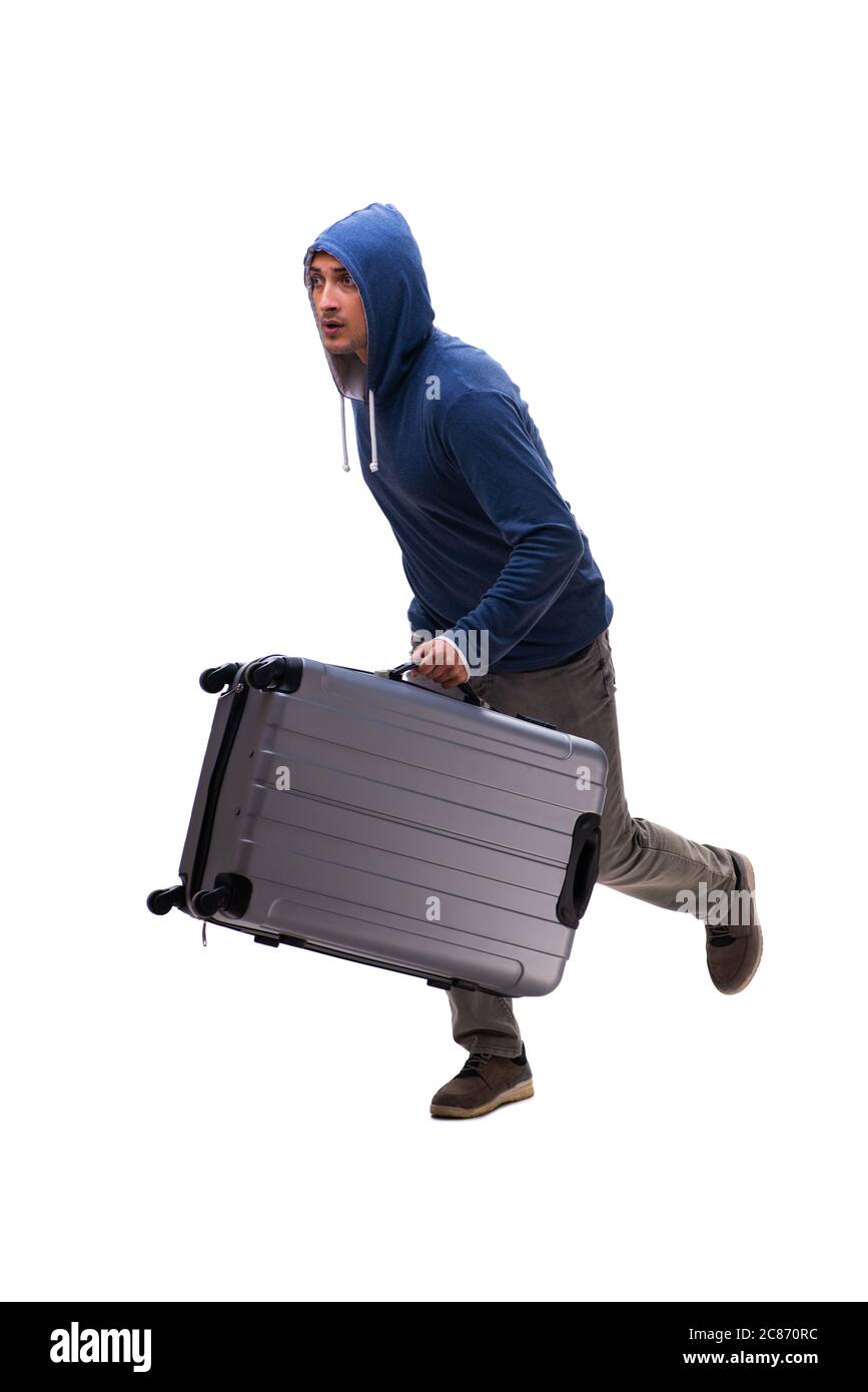 Young male bandit isolated on white background Stock Photo - Alamy