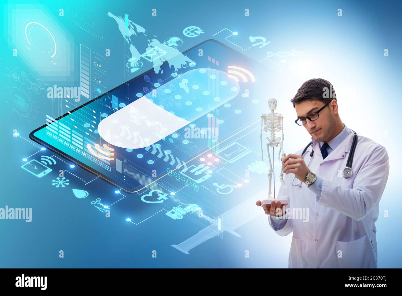 Telemedicine concept with remote treatment and consultation Stock Photo ...