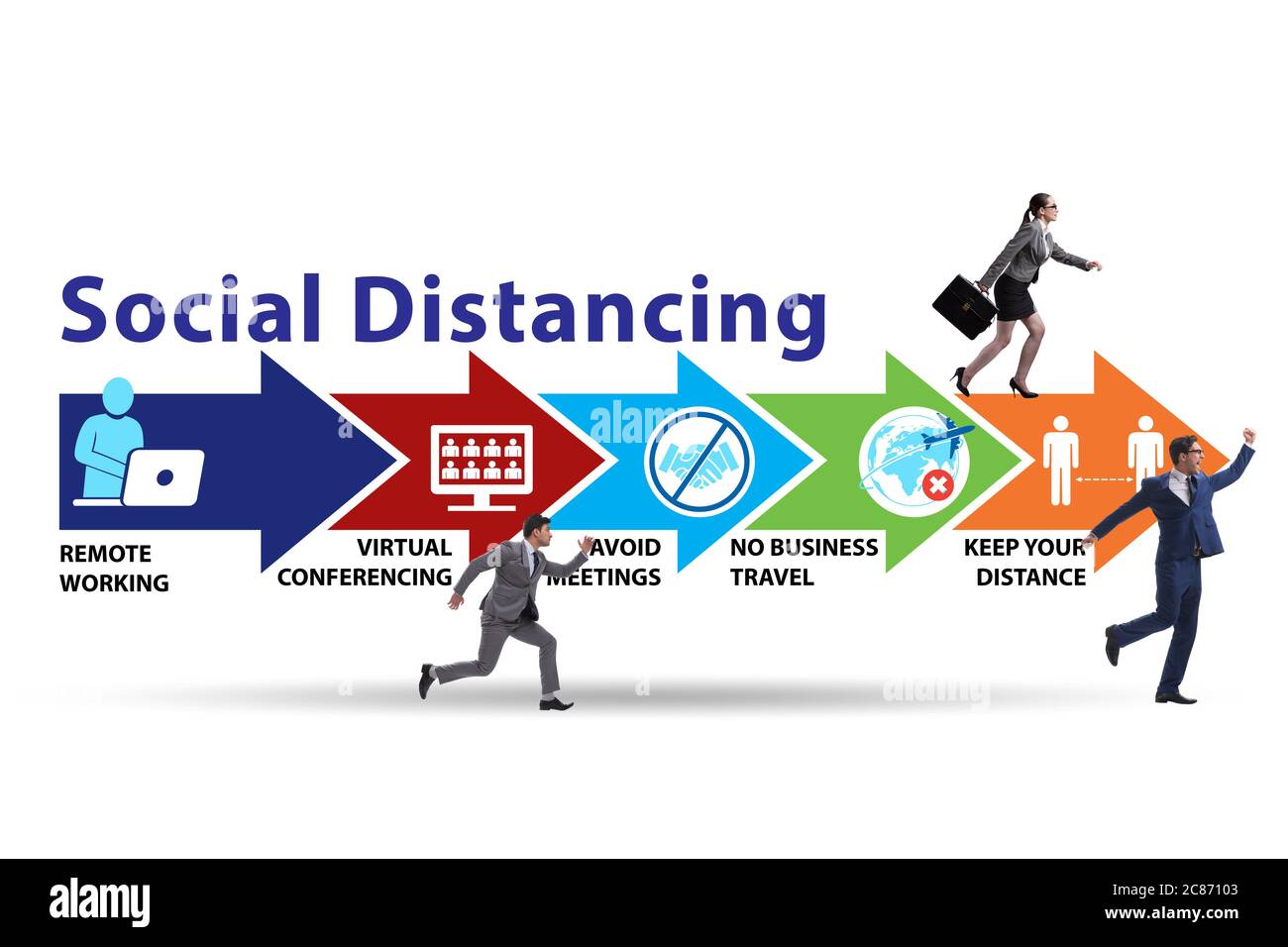 Concept of the office social distancing during covid-19 pandemic Stock ...