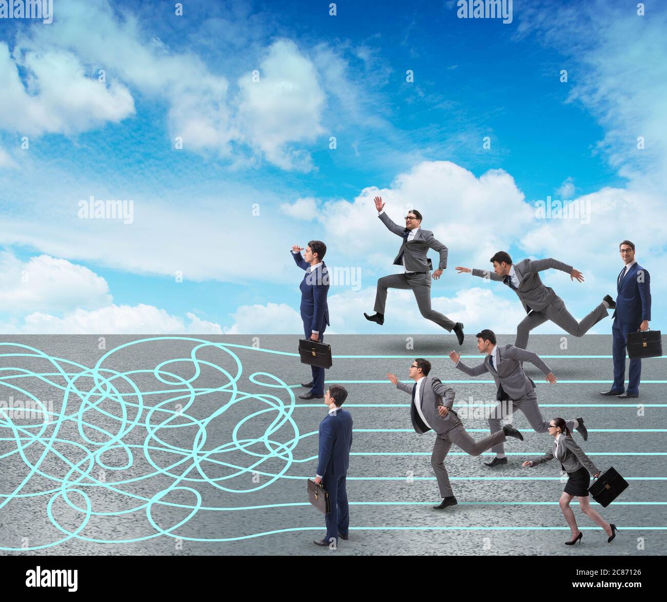 The business people in uncertainty concept Stock Photo - Alamy