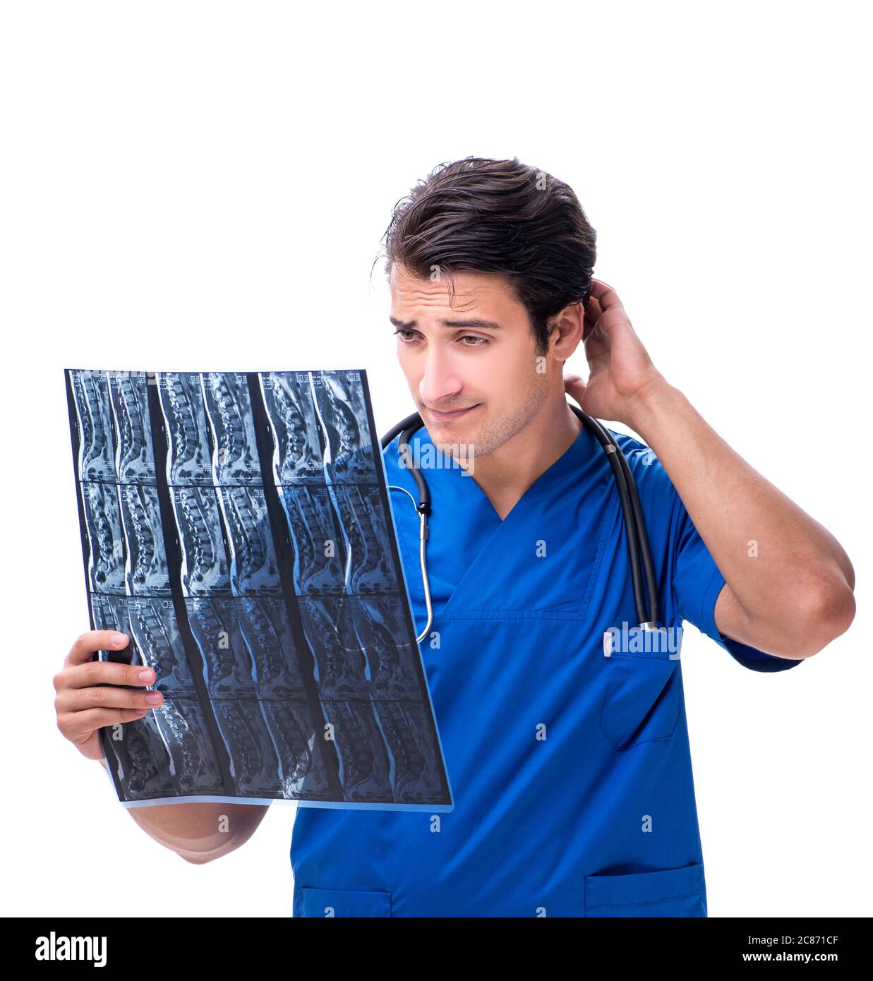 The radiologist doctor with x-ray image isolated on white Stock Photo ...