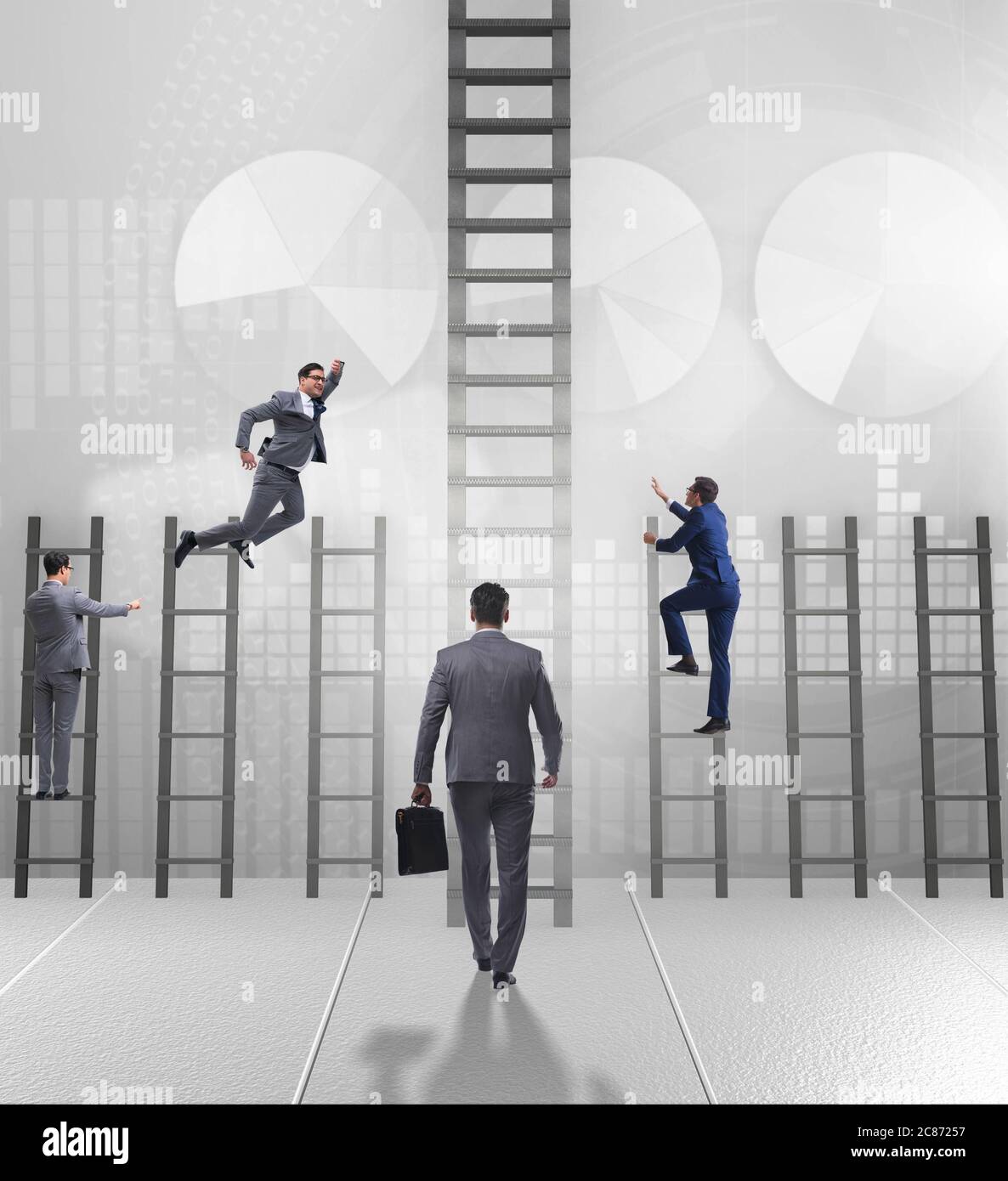 The competition concept with businessman beating competitors Stock ...