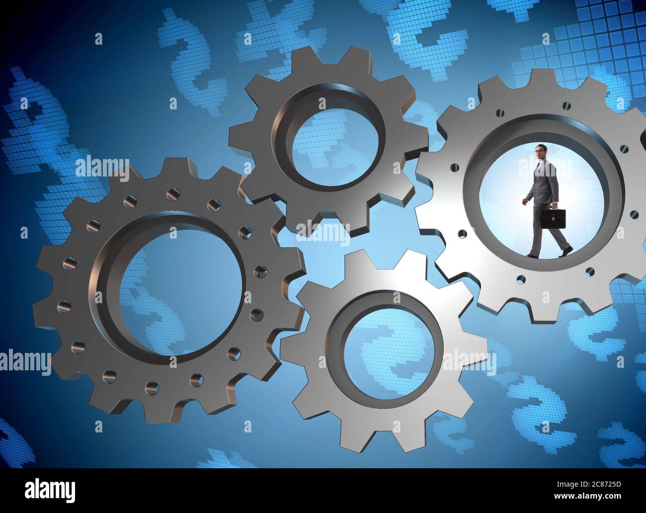 The teamwork concept with cogwheels and business people Stock Photo - Alamy