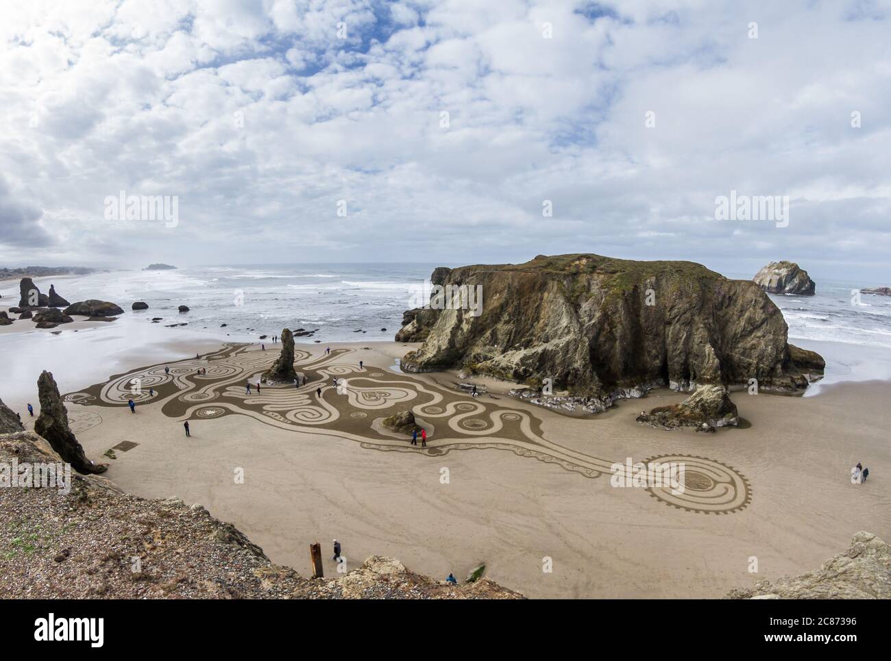 Bandon by the Sea, Oregon / USA - March 13 2020: Elevated view of a ...
