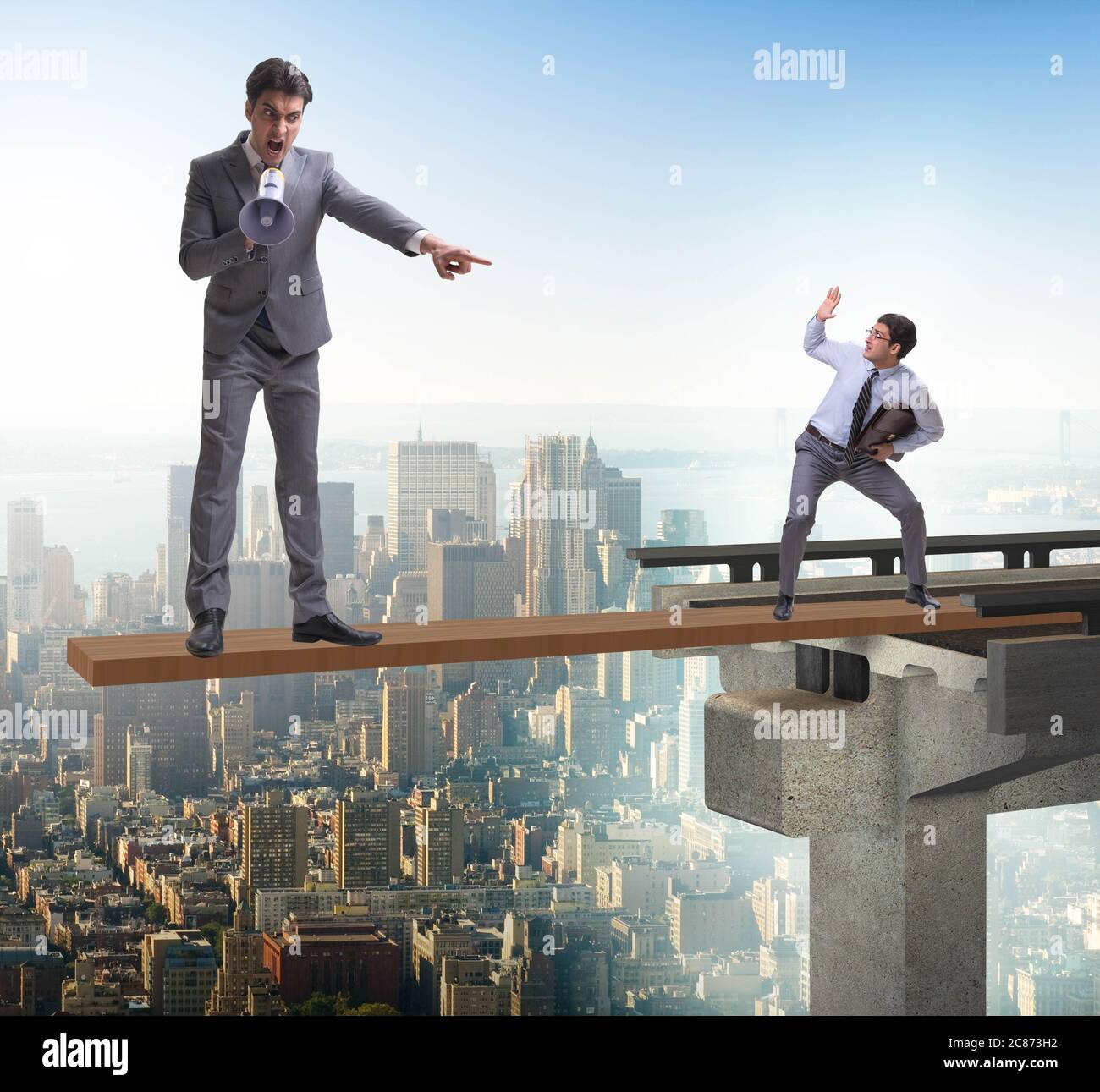 The angry stupid boss shouting at his key employee Stock Photo - Alamy