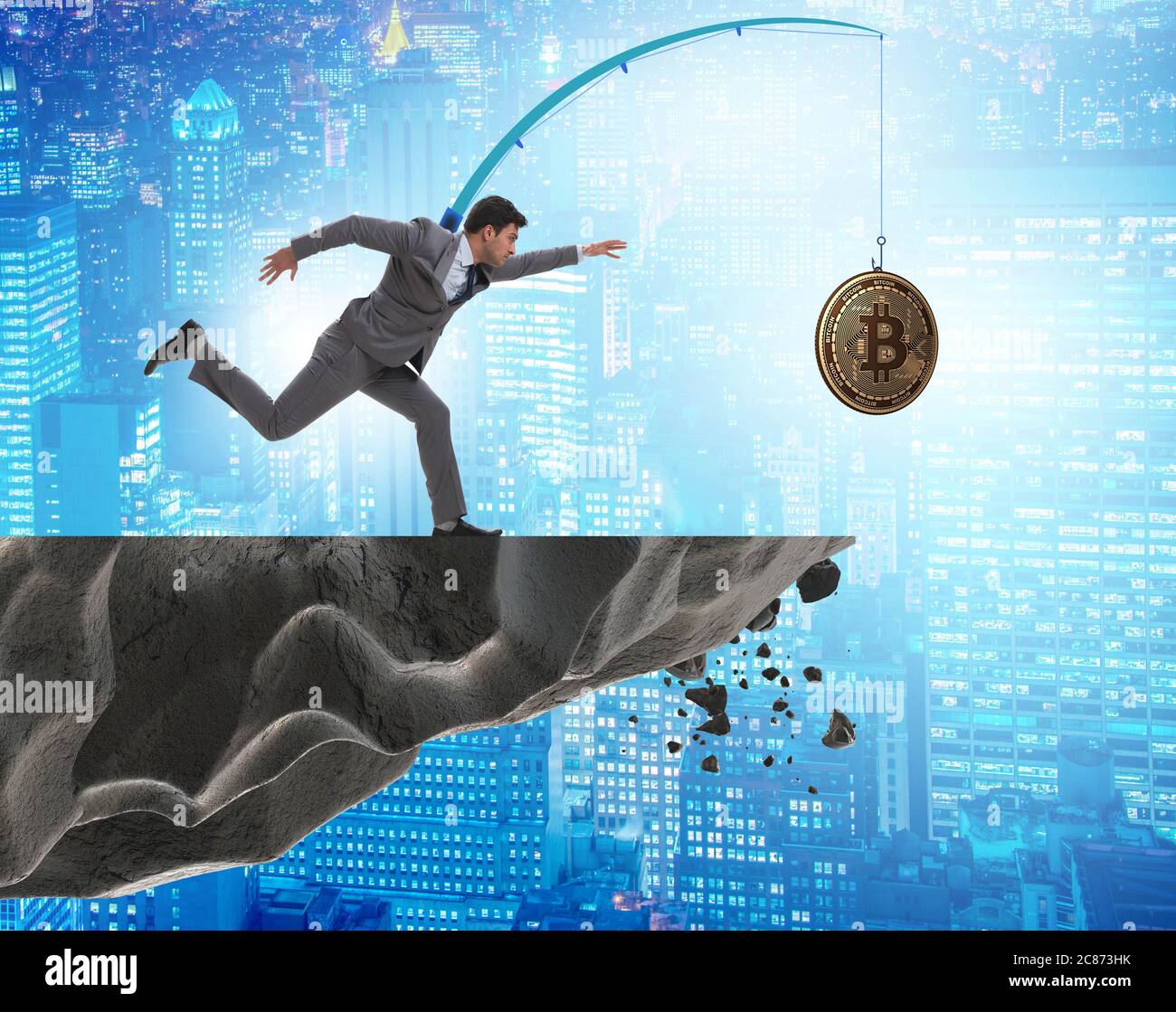 The businessman chasing money on fishing rod Stock Photo - Alamy