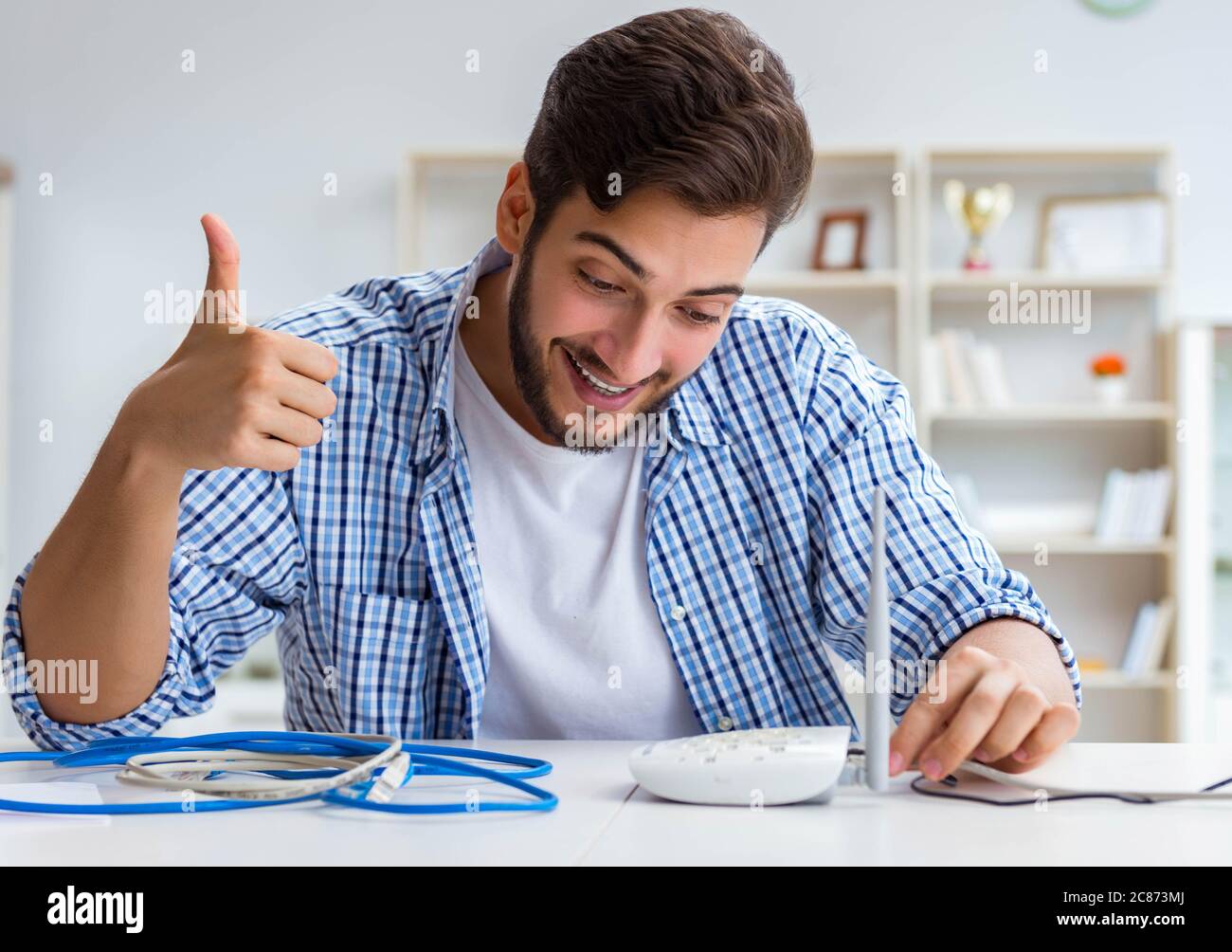 The man enjoying fast internet connection Stock Photo - Alamy