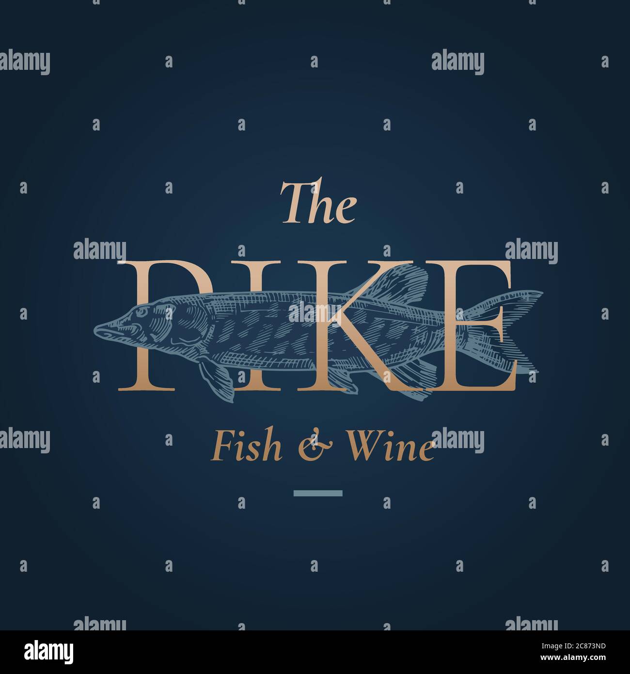 The Pike Abstract Vector Sign, Symbol or Logo Template. Hand Drawn Pike ...