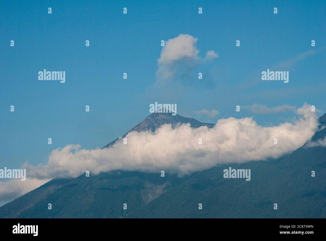 Panoramic view of crater volcan active in Guatemala called Fuego ...
