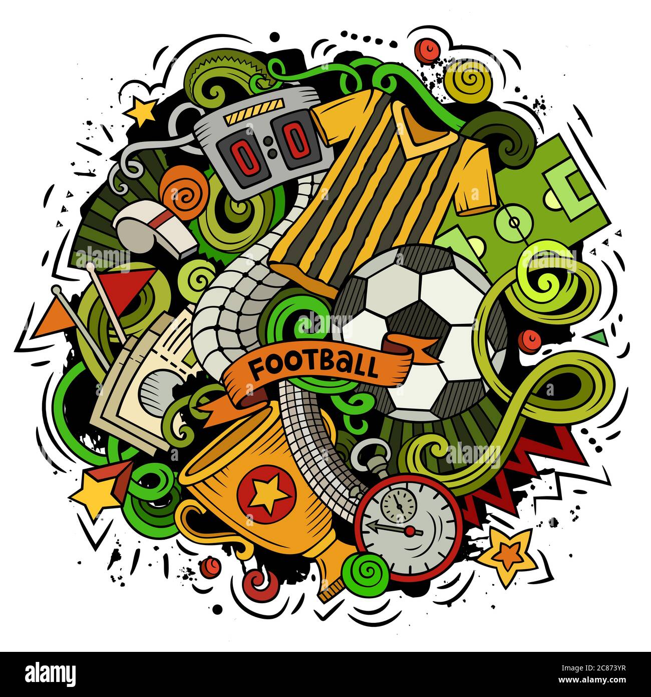 Cartoon vector doodles Football illustration Stock Vector Image & Art ...