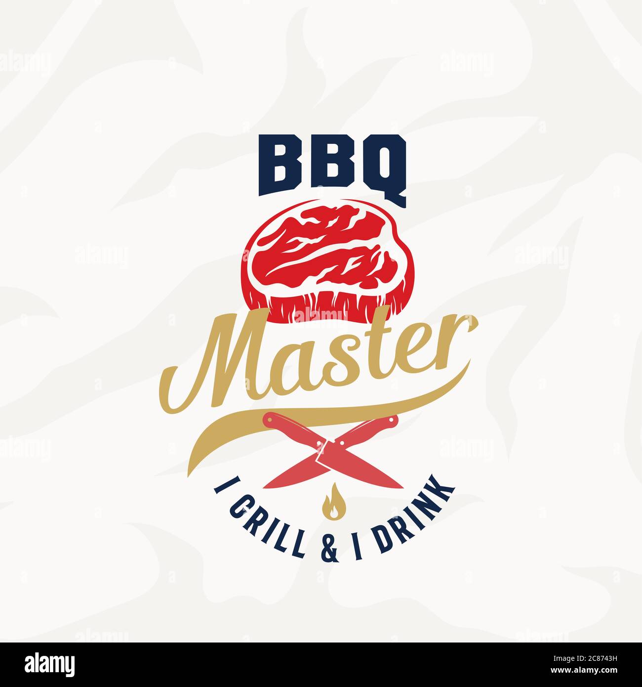 BBQ Master Vintage Vector Label, Card, Emblem or Logo Template. Retro ...