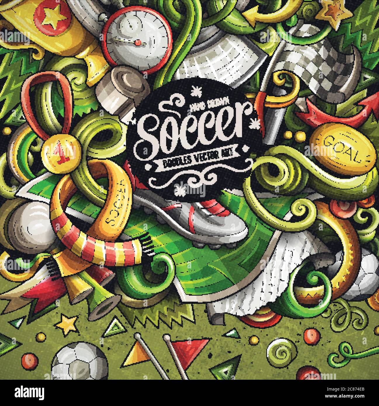Cartoon vector doodles Soccer frame Stock Vector Image & Art - Alamy