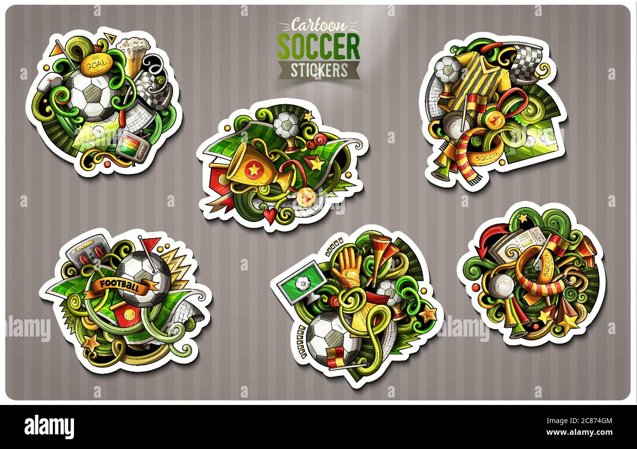 Set of Soccer cartoon stickers Stock Vector Image & Art - Alamy