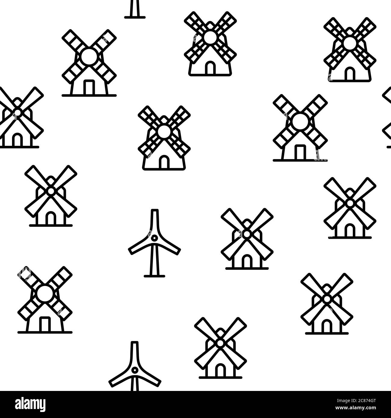 Windmill Building Vector Seamless Pattern Stock Vector Image & Art - Alamy
