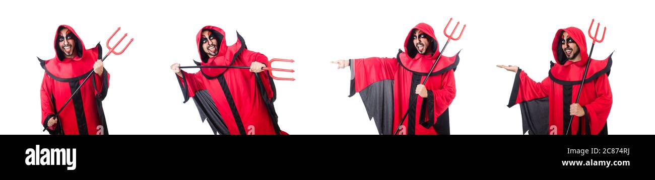 The man devil in red costume Stock Photo - Alamy