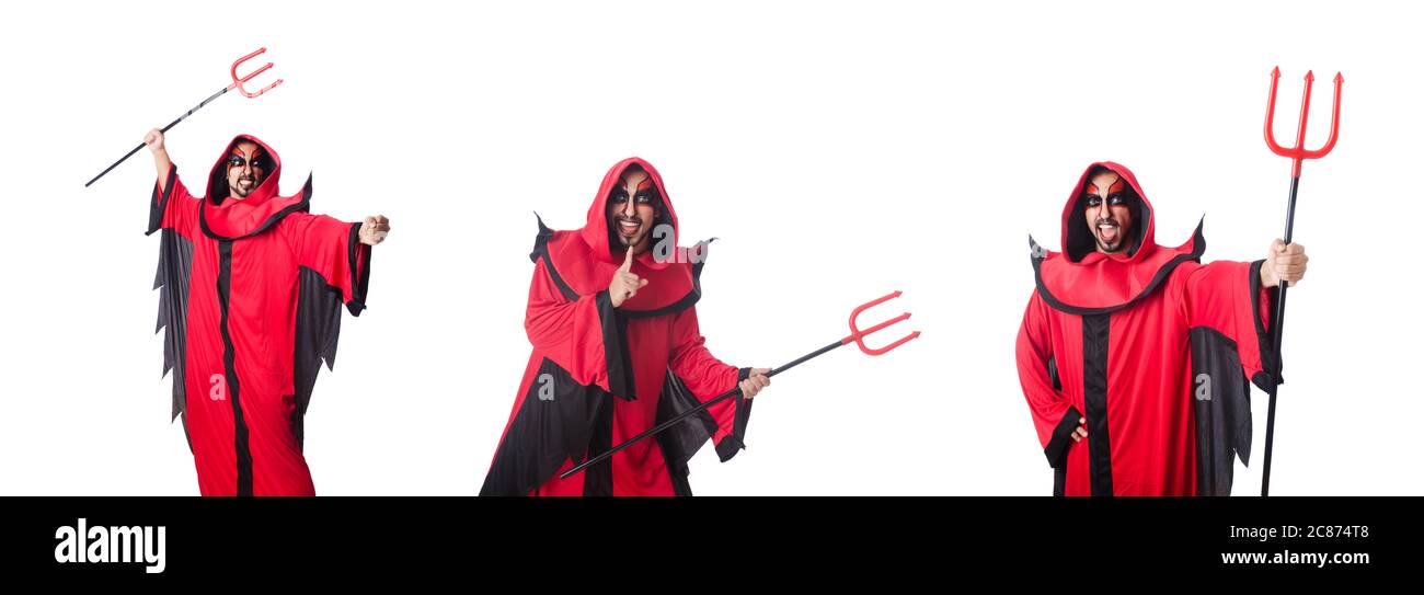 The man devil in red costume Stock Photo - Alamy