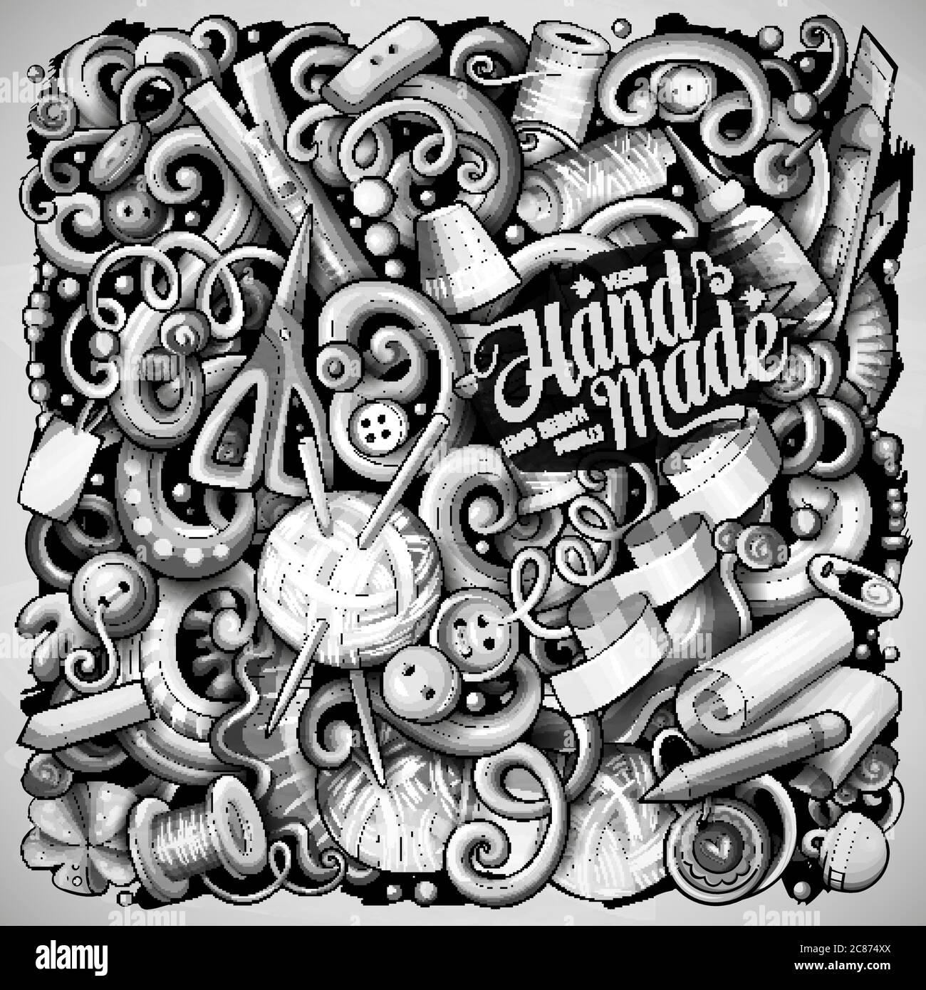 Hand Made hand drawn vector doodles illustration. Handmade poster ...