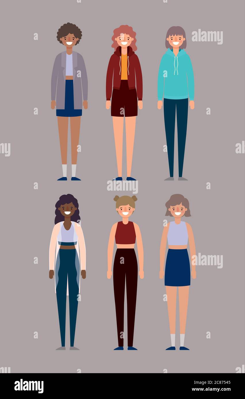 women cartoons smiling design, Woman girl female person and people ...