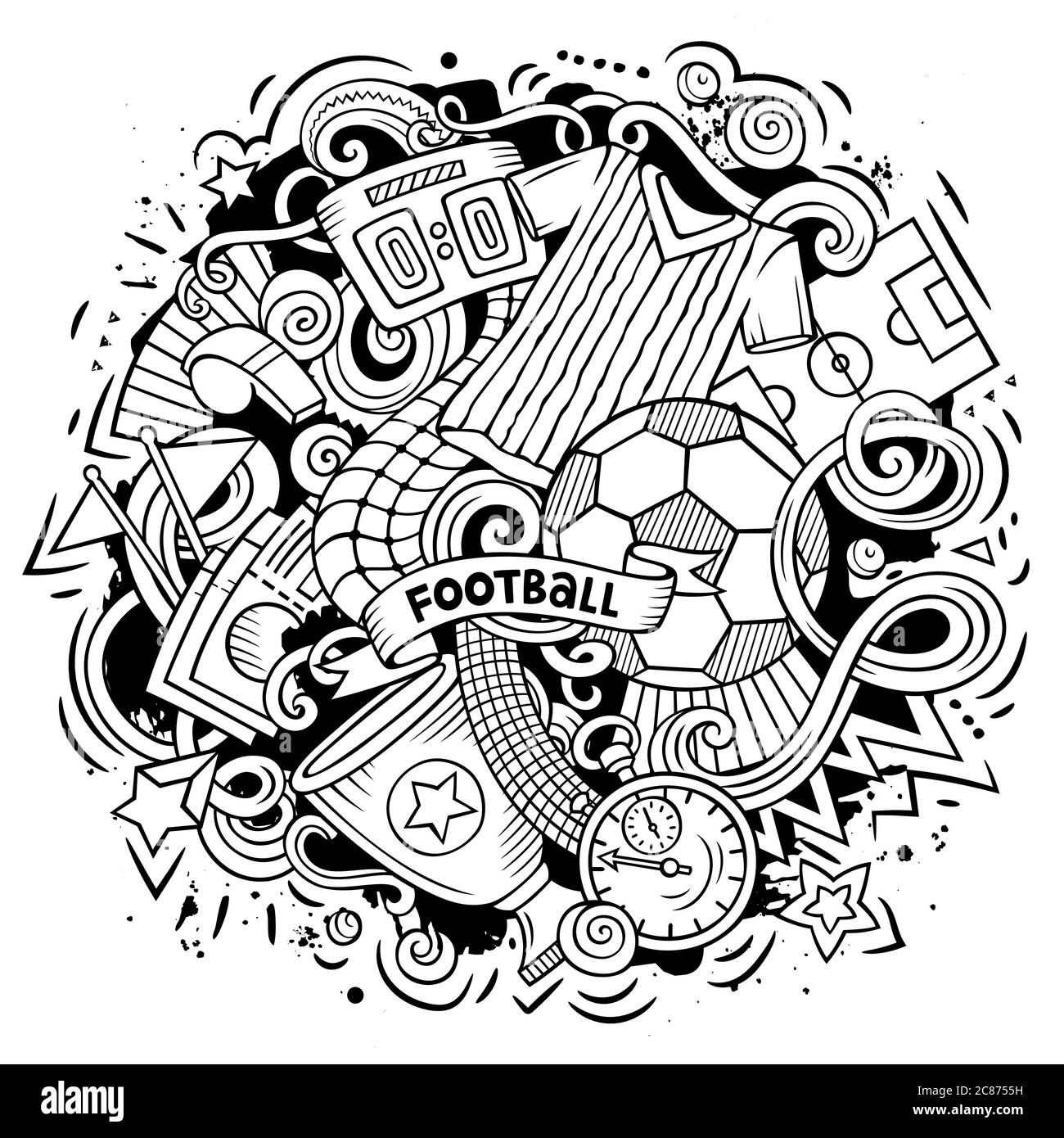Cartoon vector doodles Football illustration Stock Vector Image & Art ...
