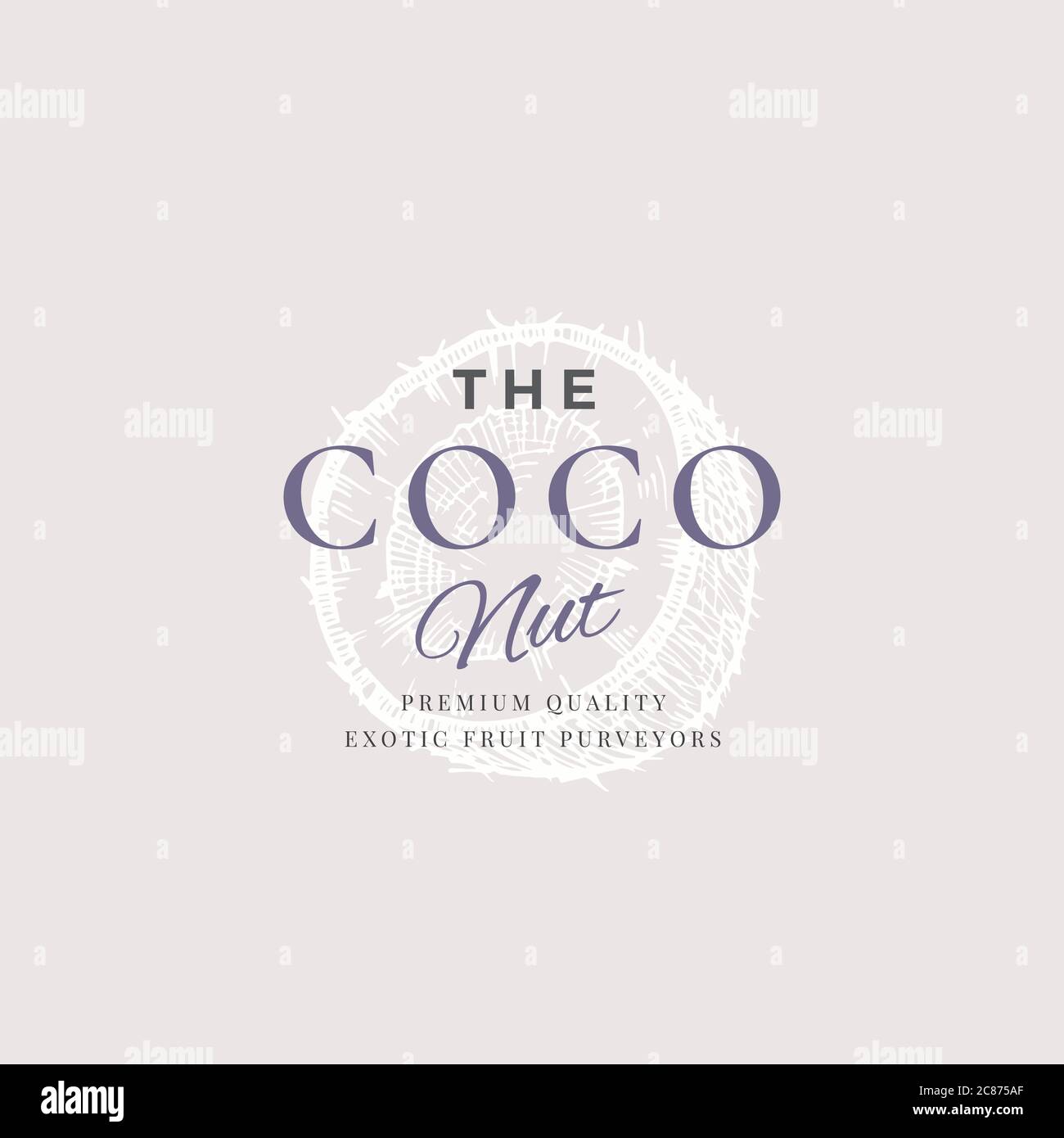 The Coconuts Abstract Vector Sign, Symbol or Logo Template. Elegant ...