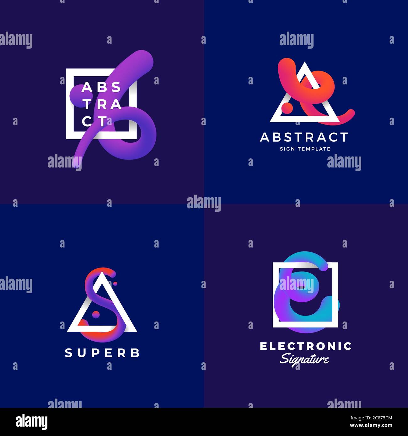 Abstract Signs or Logo Templates Set. Elegant Vector Blend Curve in a ...