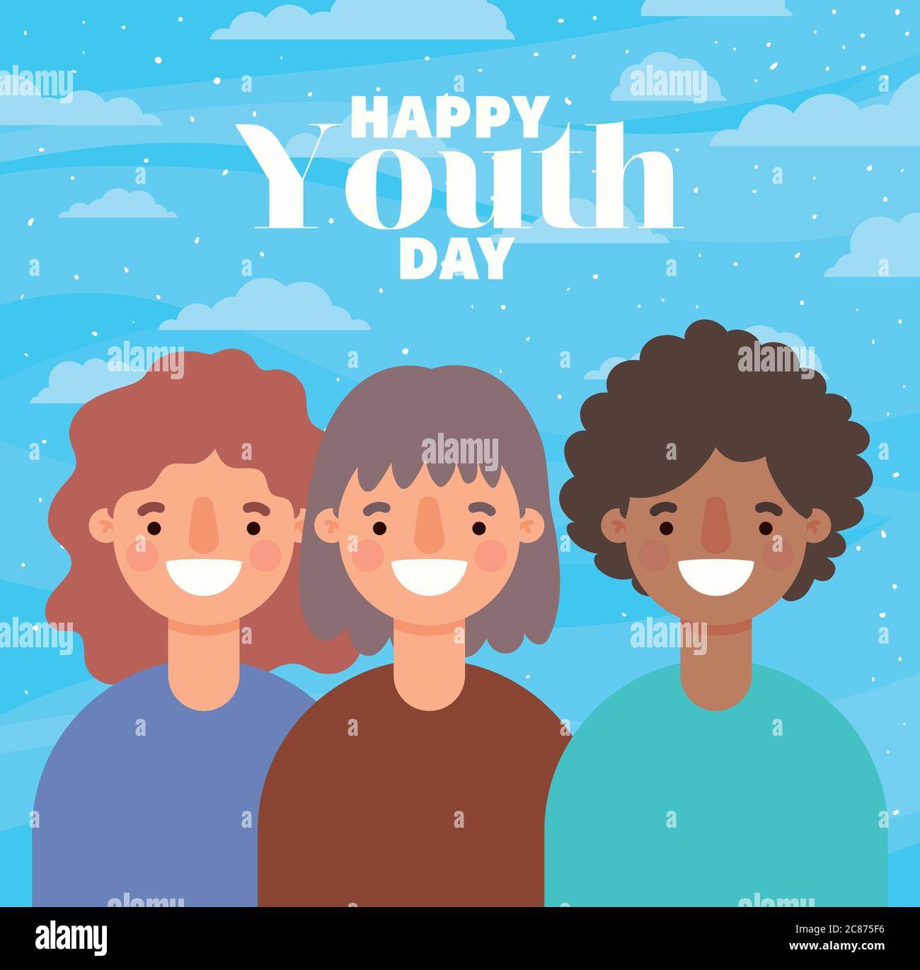 women cartoons smiling of happy youth day design, Young holiday and ...