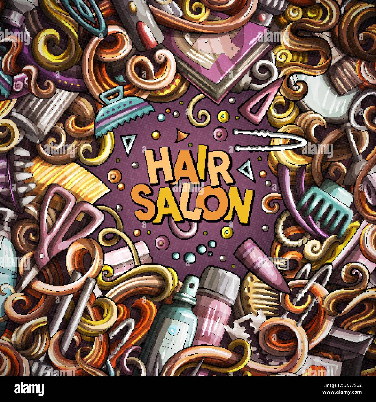 Cartoon cute doodles Hair salon frame design Stock Vector Image & Art ...
