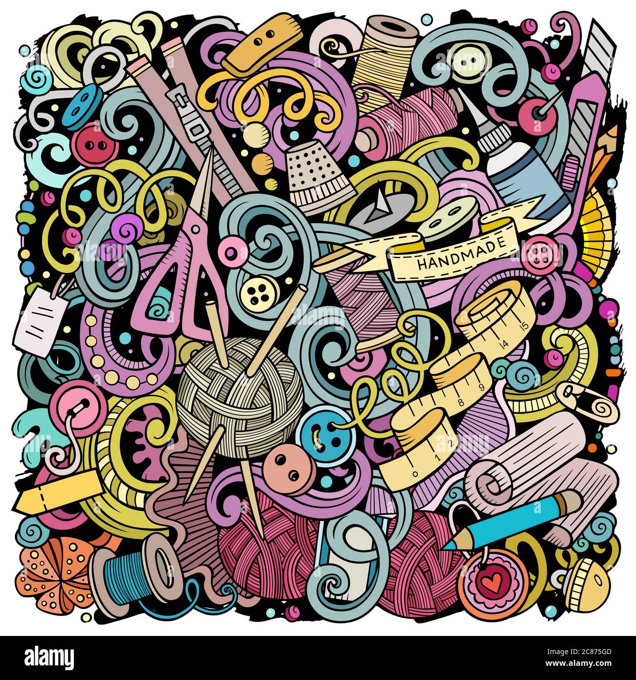 Hand Made hand drawn vector doodles illustration. Handmade poster ...