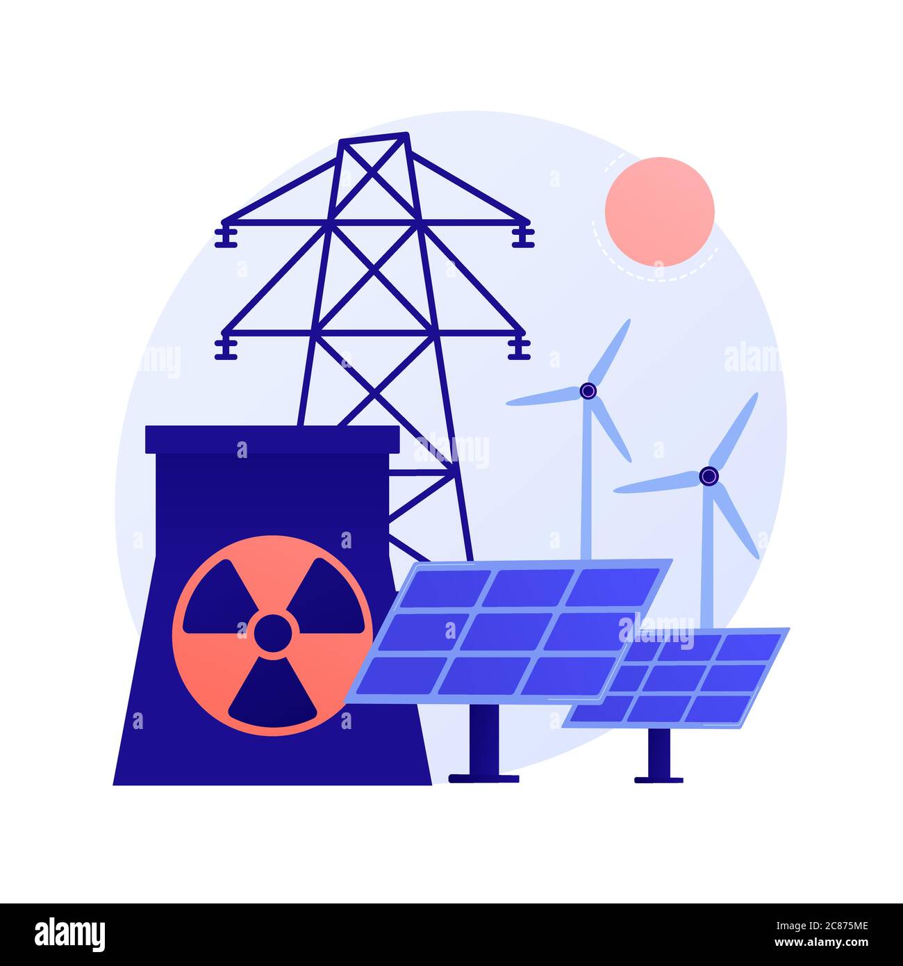 Atomic reactor, windmill and solar battery, energy production vector ...