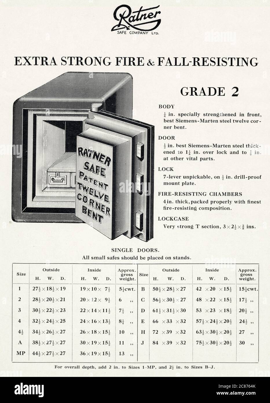 Ratner patent extra strong safe, fire and fall resisting, Grade 2, with ...