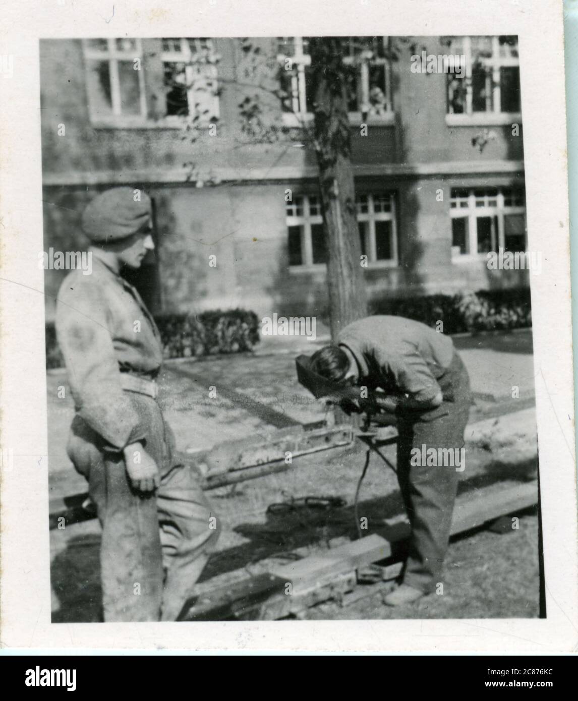 British Army Royal Engineers engaged in the building of The Freeman ...