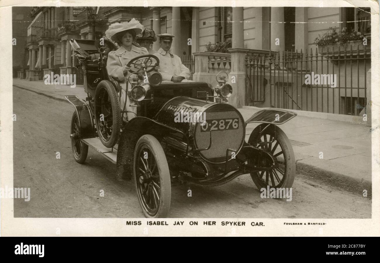 Spyker Vintage Car (Showing Miss Isabel Jay), Britain Stock Photo - Alamy
