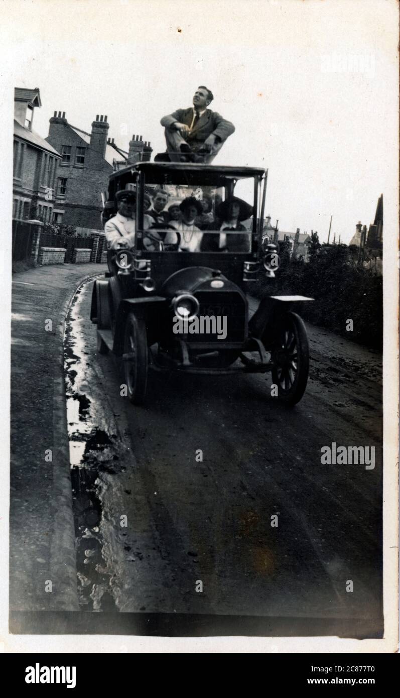 Morris Vintage Car - Towing Caravan, England Stock Photo - Alamy