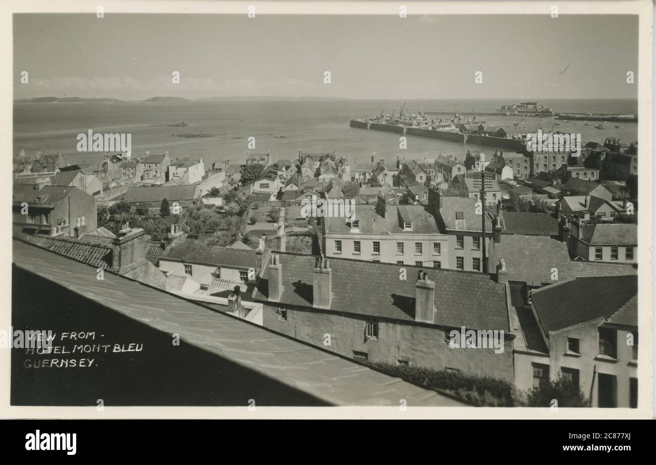 Harbour (View from Hotel Mont Bleau), St Peter Port, Guernsey, England ...