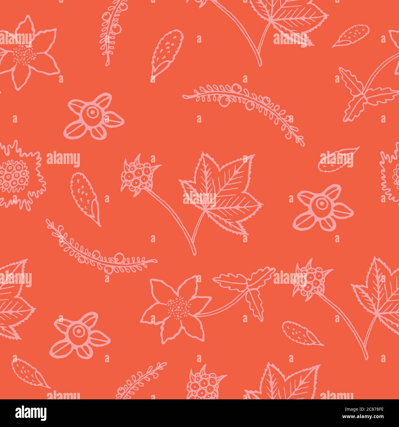 Hand drawn seamless pattern with blueberry, cloudberry, cowberry and ...