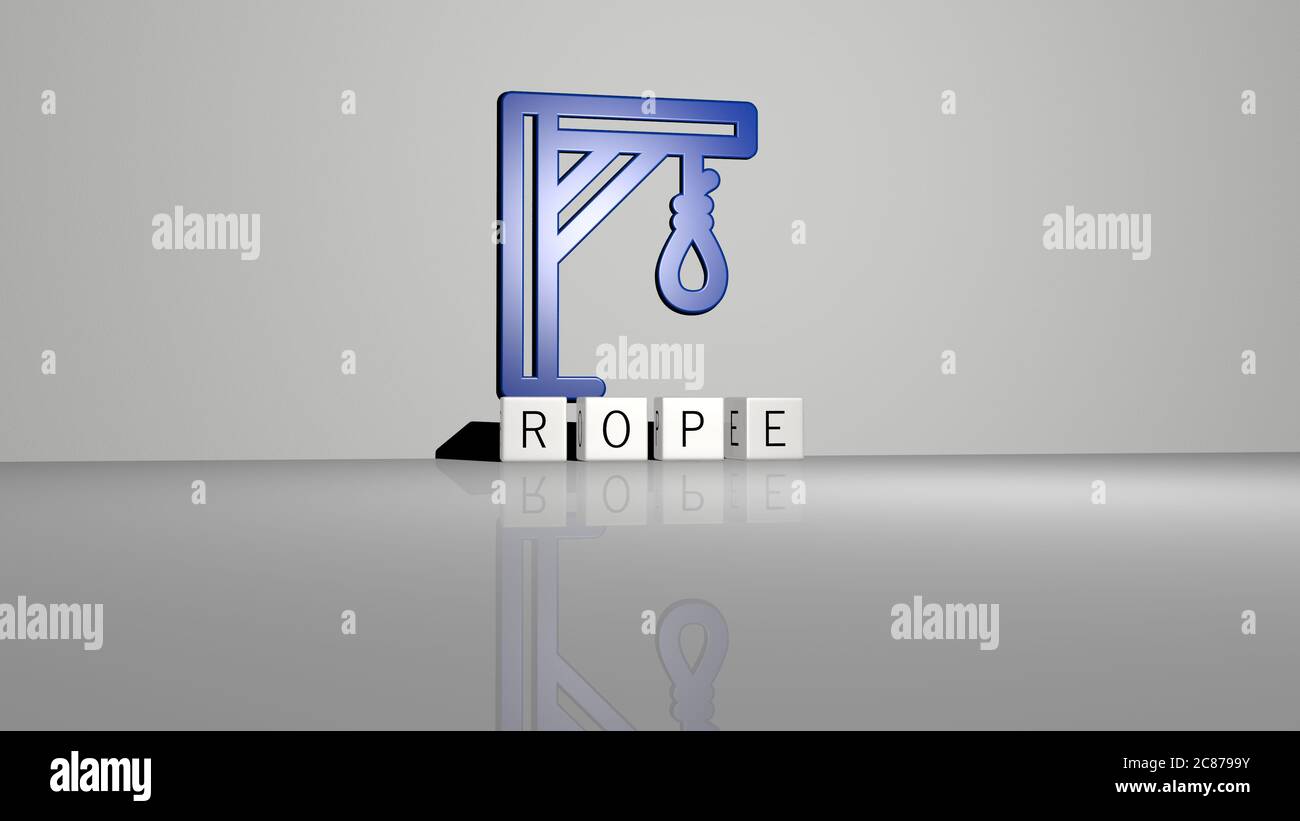 3D representation of rope with icon on the wall and text arranged by ...