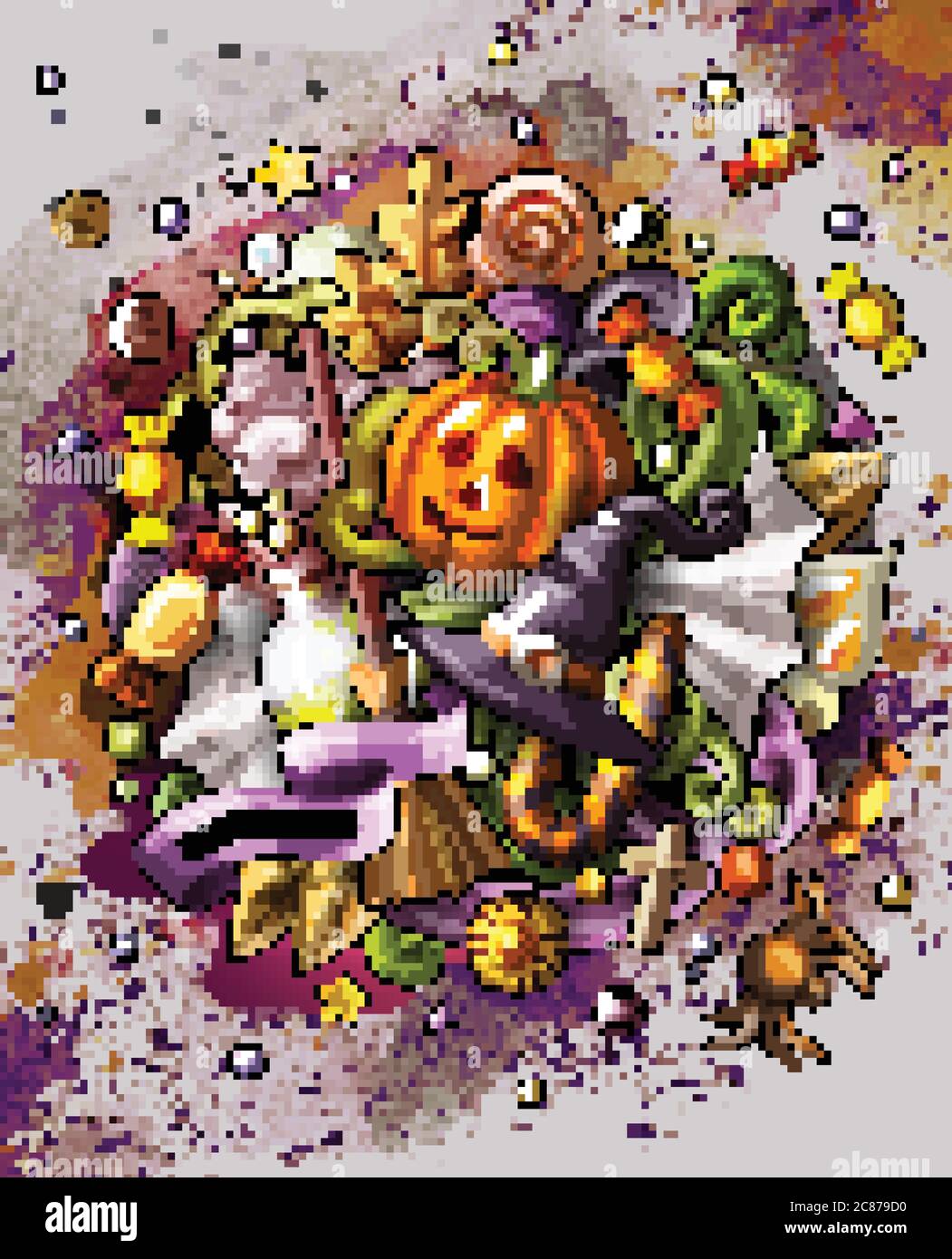Cartoon hand drawn watercolor doodles Halloween poster design template ...