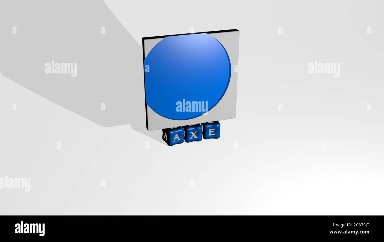 3D illustration of AXE graphics and text made by metallic dice letters ...